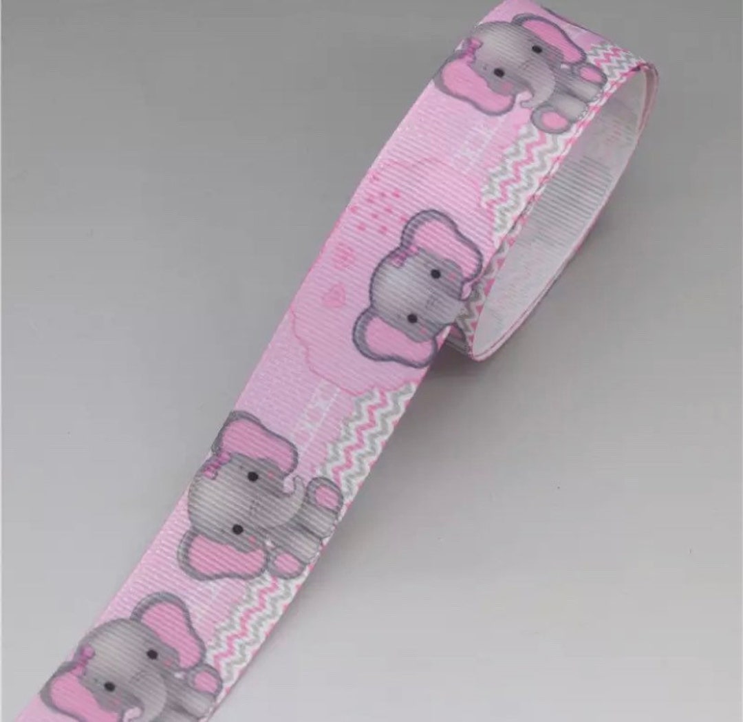 3" 1 1/2” 7/8" Pink Elephant Grosgrain Ribbon Elephant Baby Shower ...