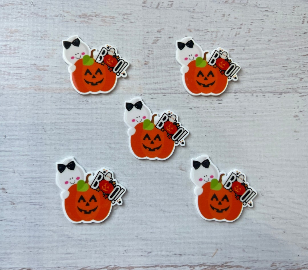 5 Pieces Jack O Lantern and Ghost Planar Resin, Jack O Lantern Embellishment ,pumpkin Resin ...