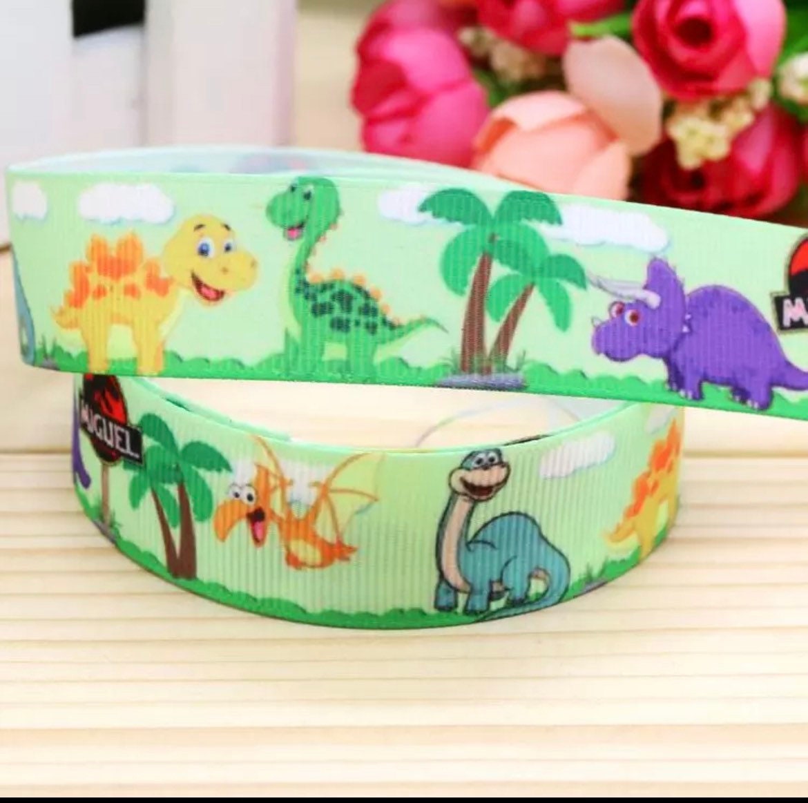 7/8" Dinosaur Grosgrain Ribbon 3 Yards 7/8" Dinosaur Ribbon Dinosaur ...
