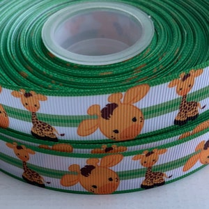 1 1/2” 7/8” Giraffe Safari Animals Jungle Grosgrain Ribbon 3 Yards 7/8 ...