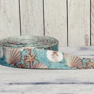 7/8” 1 1/2” Sea Shells , Starfish, Beach Grosgrain Ribbon 3 Yards Ocean ...