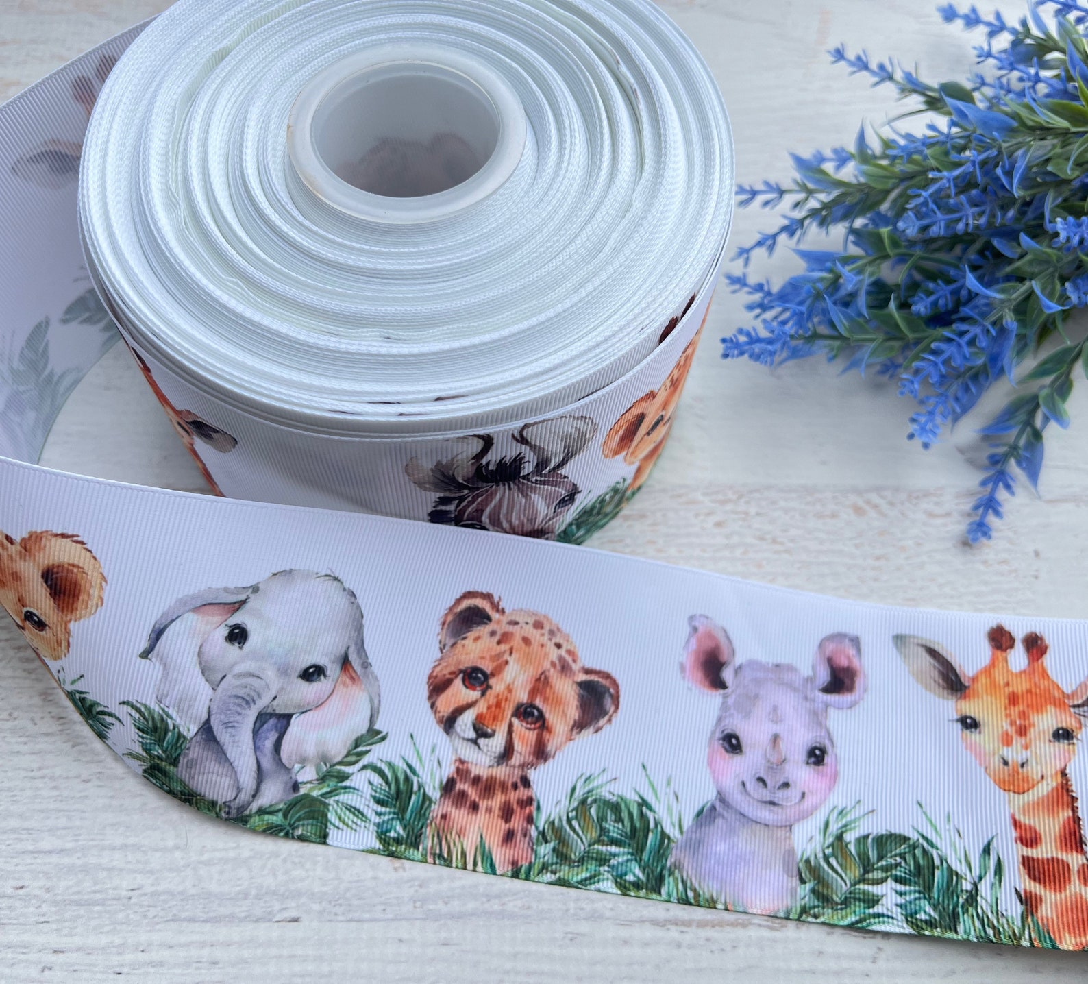 7/8 1 1/2 3 Safari Animals Jungle Grosgrain Ribbon 3 Yards Safari ...