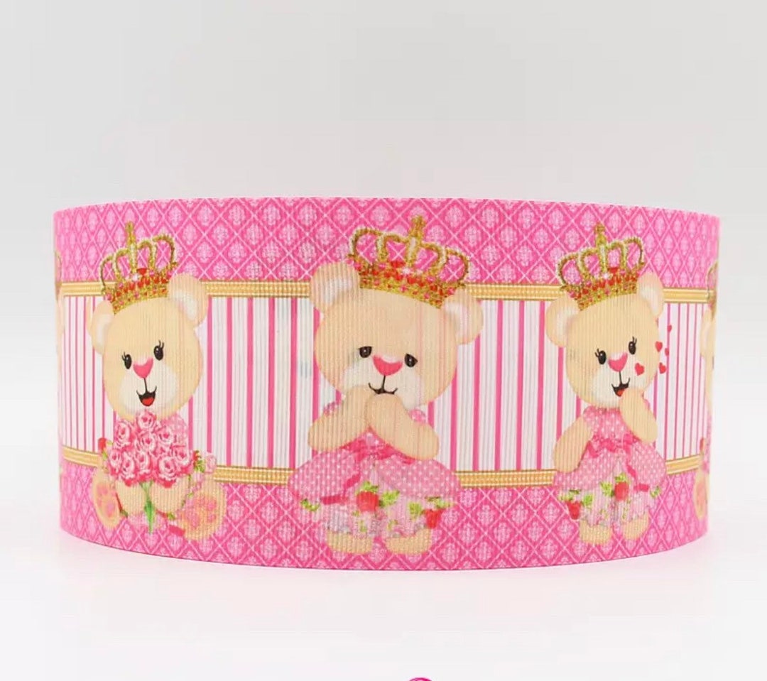 3 7/8 Teddy Bear Grosgrain Ribbon 3 yardas Teddy Bear Ribbon Pink ...