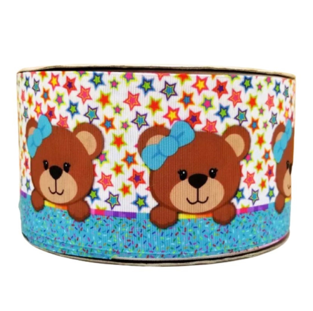 7/8” Teddy Bear Grosgrain Ribbon 3 Yards Blue Teddy Bear Ribbon Bear ...