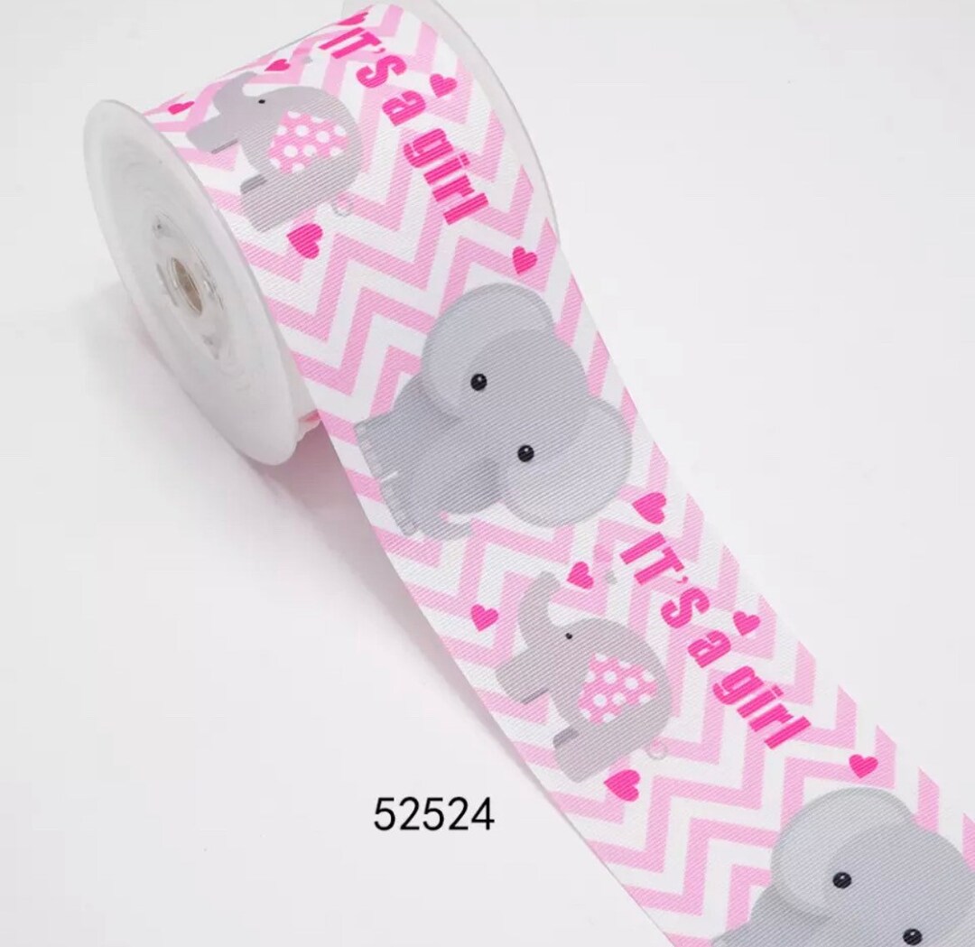 3 Pink Elephant Grosgrain Ribbon Elephant Baby Shower Ribbon Pink ...