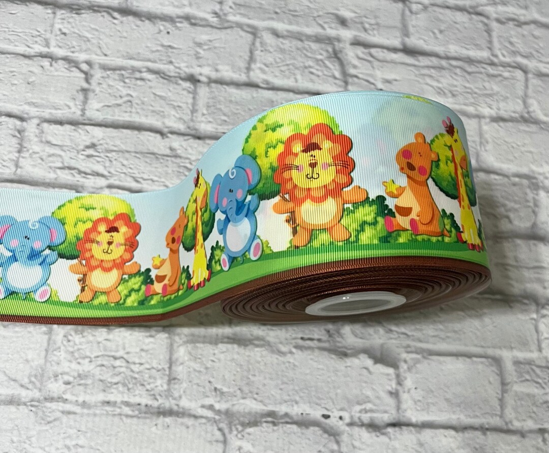 3" Safari Animals Jungle Grosgrain Ribbon 3 Yards 3”safari Ribbon ...