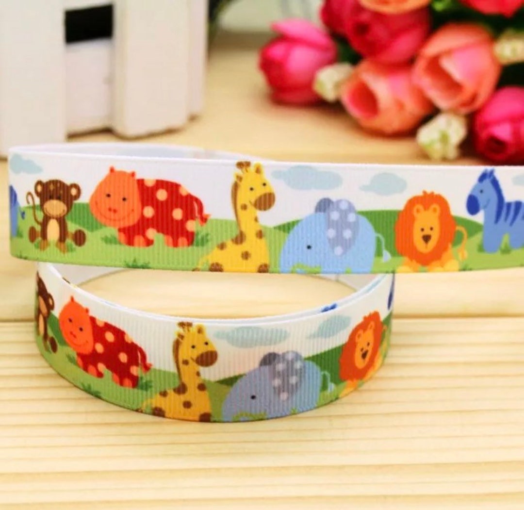 7/8 Safari Animals Jungle Grosgrain Ribbon ,3 Yards 7/8 Safari Ribbon ...