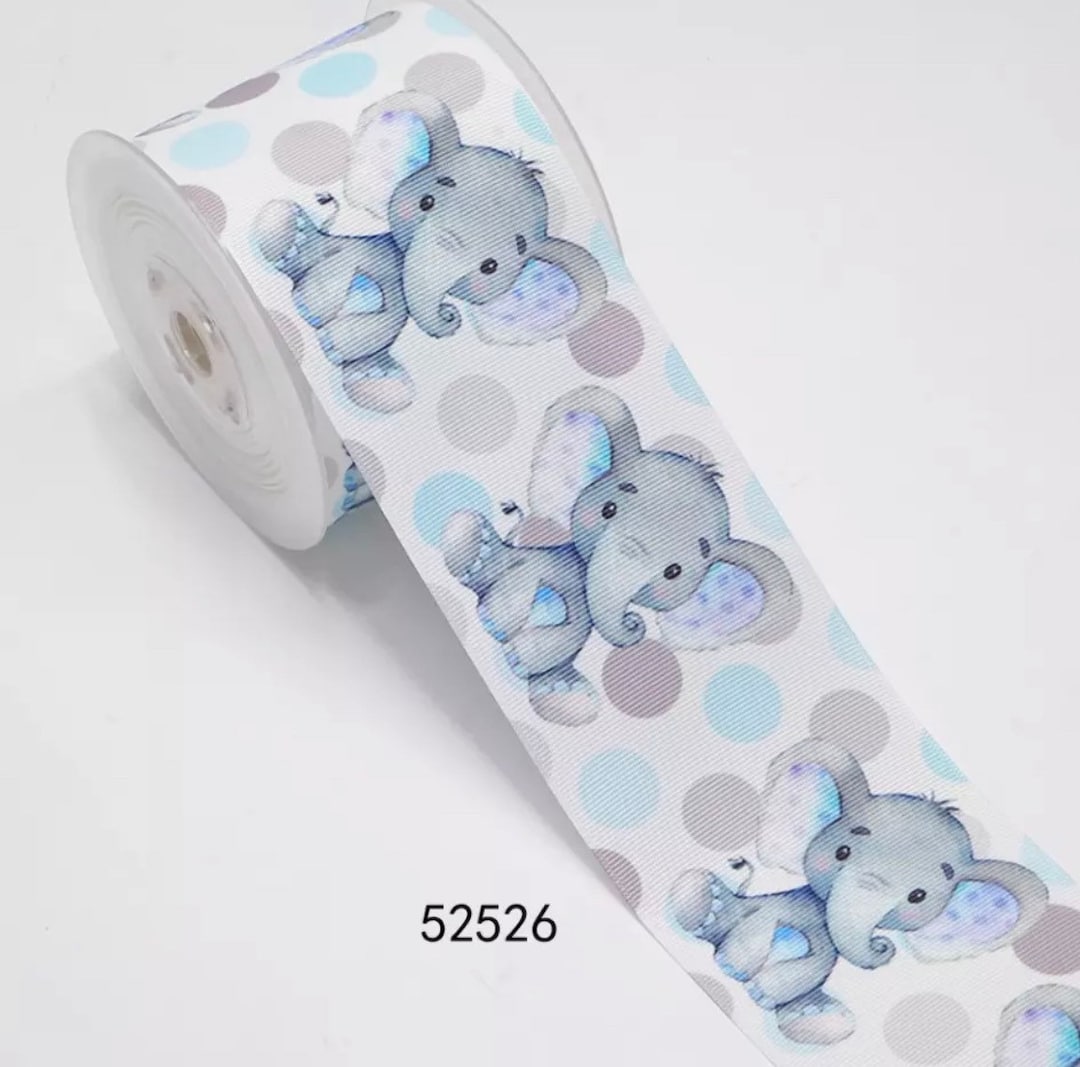 7/8” ,1 1/2”, 3” Blue Elephant Grosgrain Ribbon Elephant Baby Shower ...