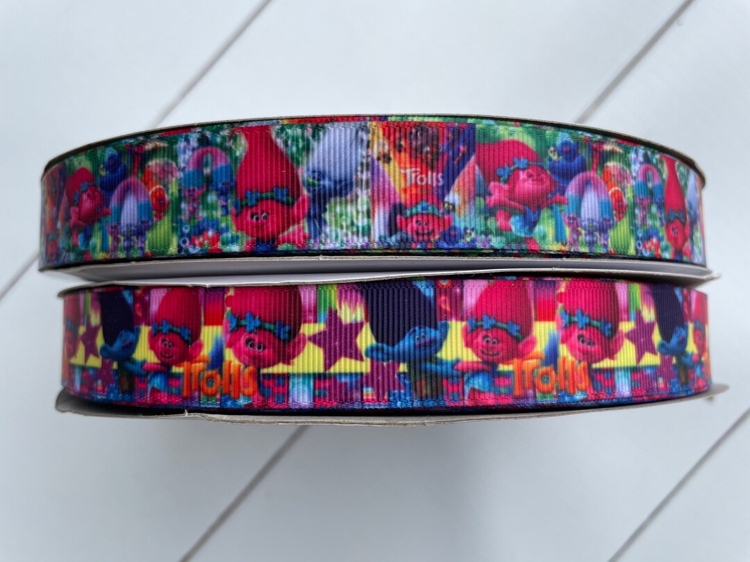 7/8" Trolls Grosgrain Ribbon 3 Yards Trolls Grosgrain Ribbon Diy Hair ...