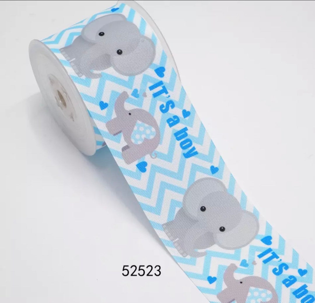 7/8” 3” Blue Elephant Grosgrain Ribbon Elephant Baby Shower Ribbon Blue ...