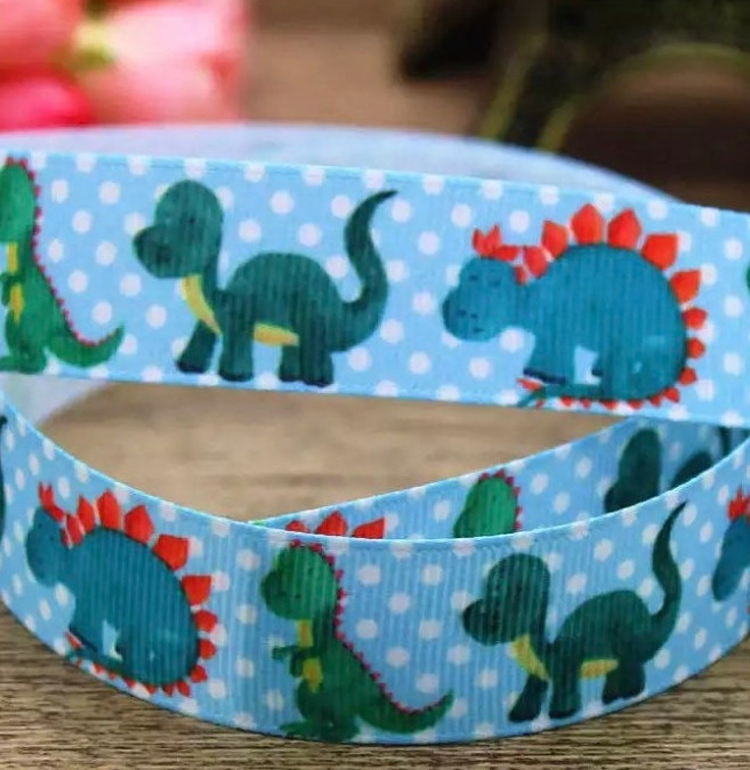 7/8" or 3" Dinosaur Grosgrain Ribbon Dinosaur Ribbon DIY Hair Bow ...