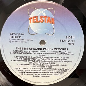 The Best of Elaine Paige Album Memories Genre Pop Vinyl 12” LP Record ...