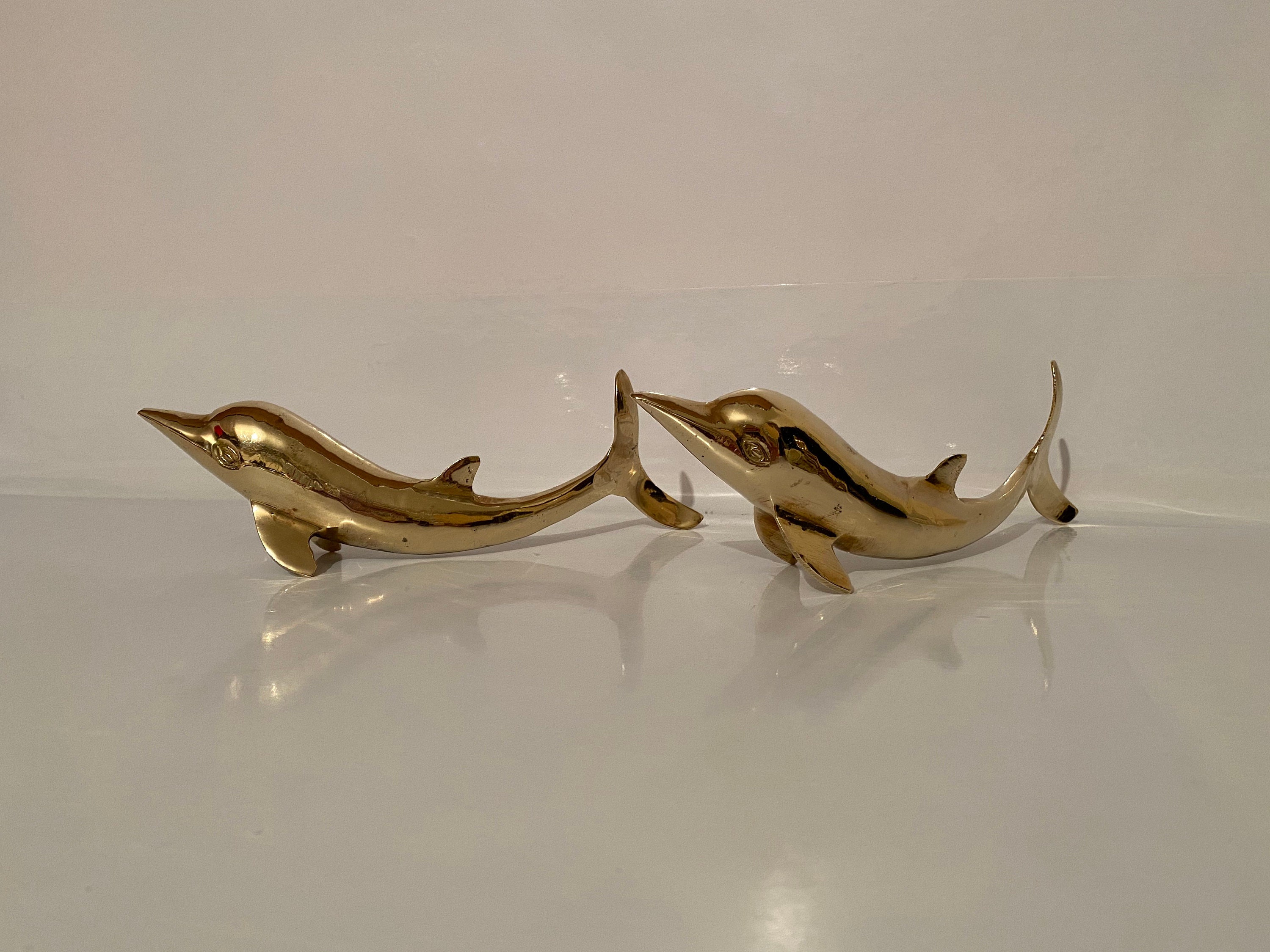 Vintage Brass Dolphin Pair Figure Sea Life Dolphins Gifts Home | Etsy