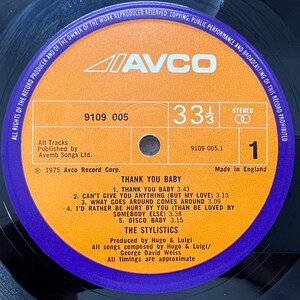 The Stylistics Album Thank You Baby Genre Funk Soul Vinyl 12 LP Record Gifts Vintage Music ...