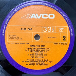 The Stylistics Album Thank You Baby Genre Funk Soul Vinyl 12 LP Record Gifts Vintage Music ...