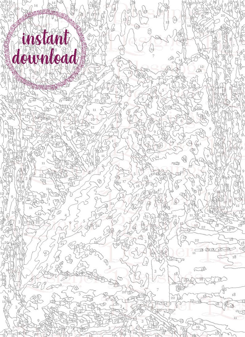 Digital Woodland Fox Paint by Number, Fox PBN, Digital Fox Color by ...