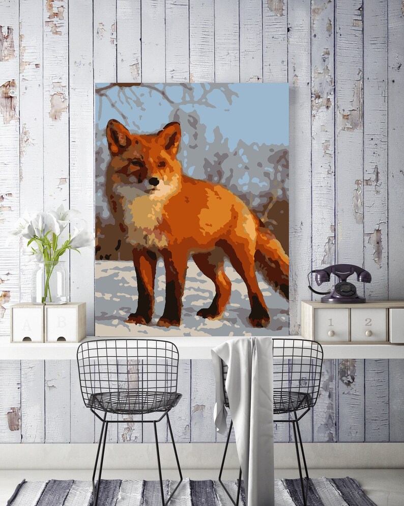 Woodland Fox Paint by Number COMPLETED, PBN Wall Decor, Instant ...