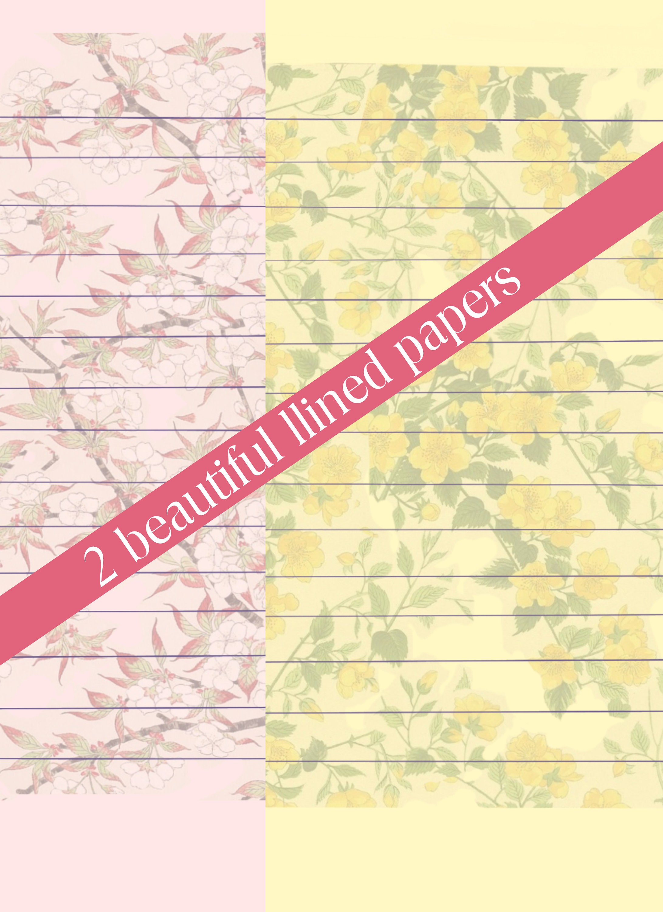 Printable Floral Lined Writing Paper, Pastel Lined Stationary Paper ...