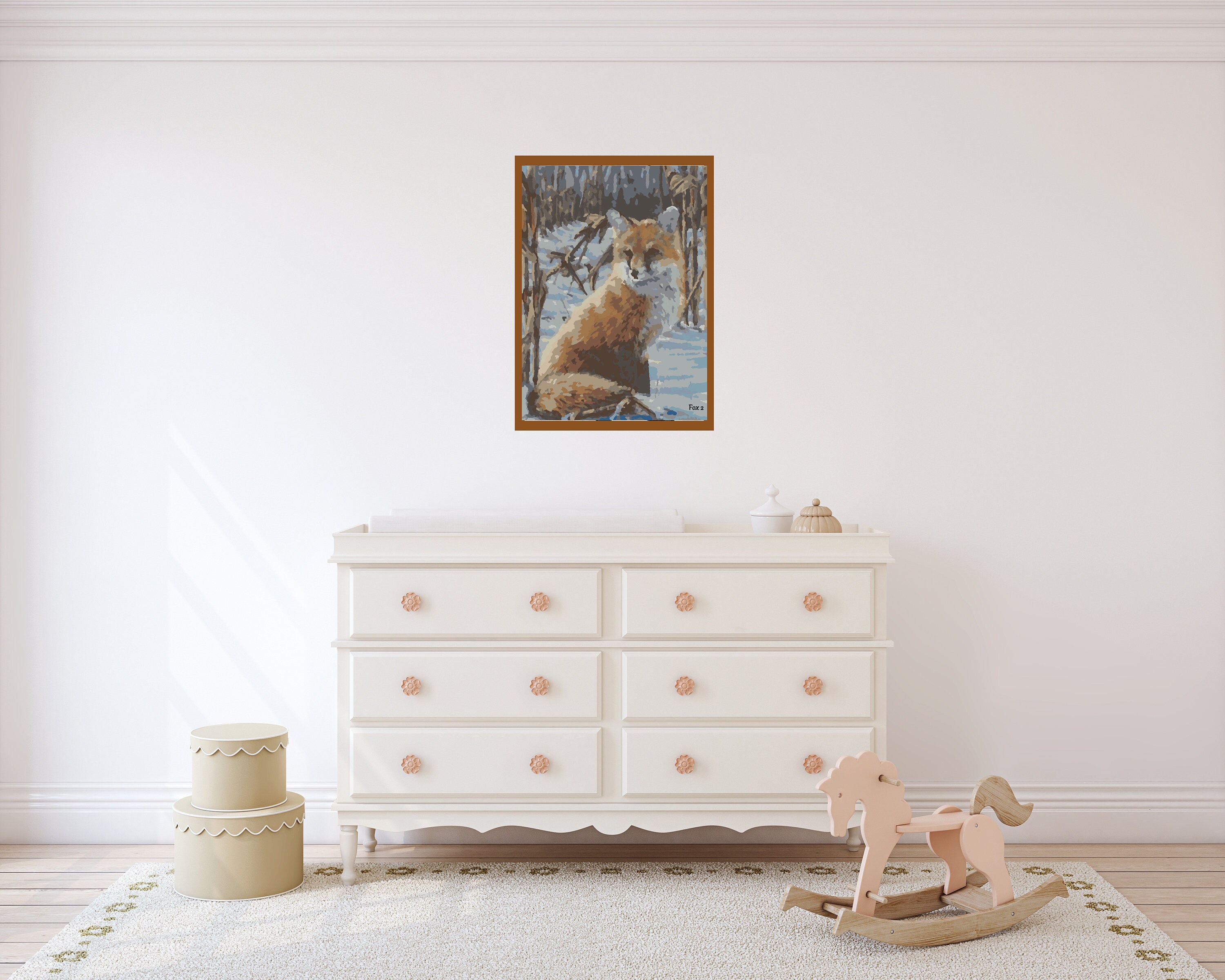 Woodland Fox Paint by Number COMPLETED Nursery Decor Instant Download ...