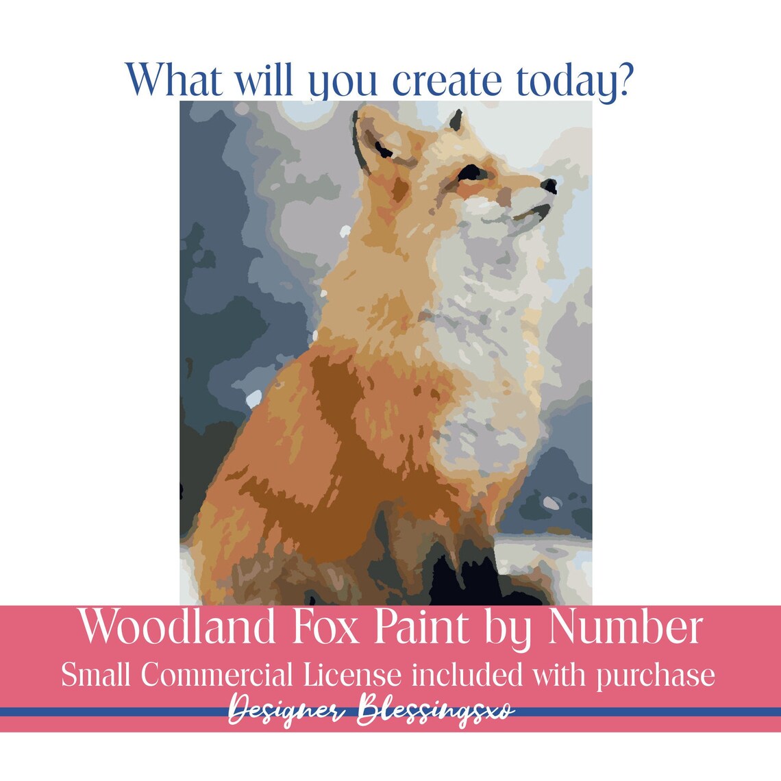 Woodland Fox Paint by Number COMPLETED Digital Nursery Decor - Etsy