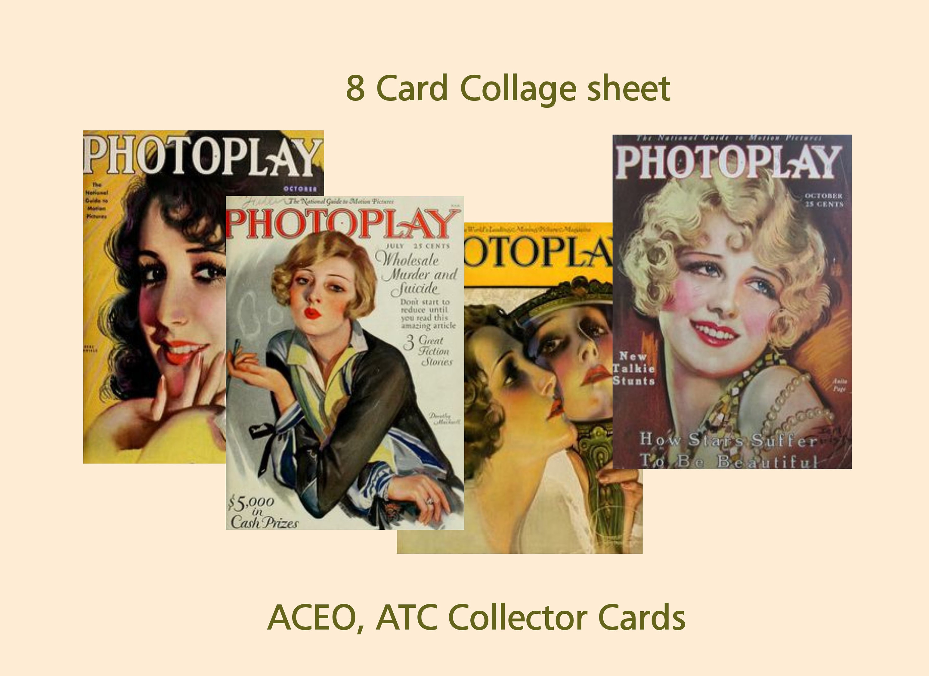Vintage Women Clipart, Photoplay Covers, Fashion Ladies Scrapbooking ...