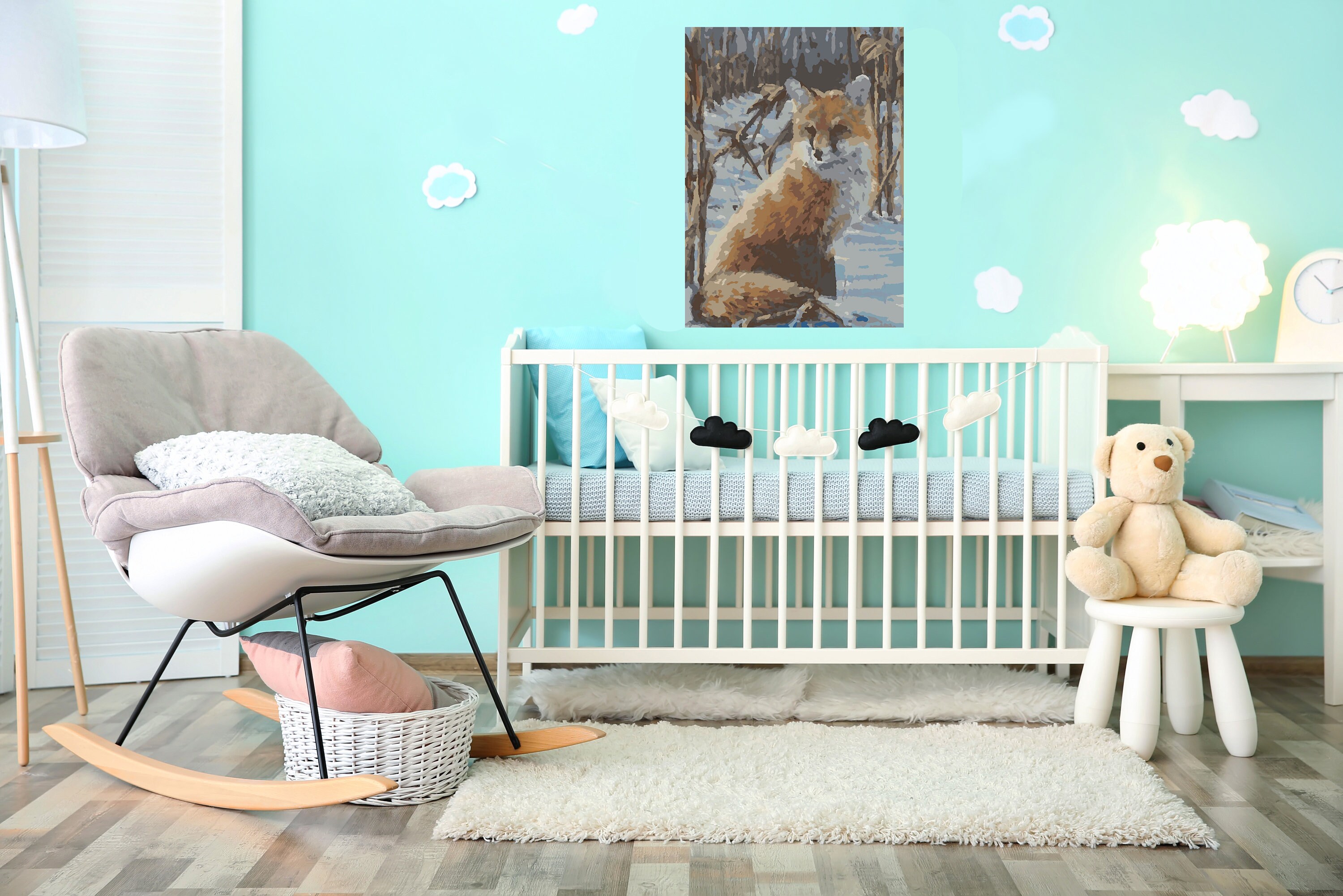 Woodland Fox Paint by Number COMPLETED Nursery Decor Instant Download ...