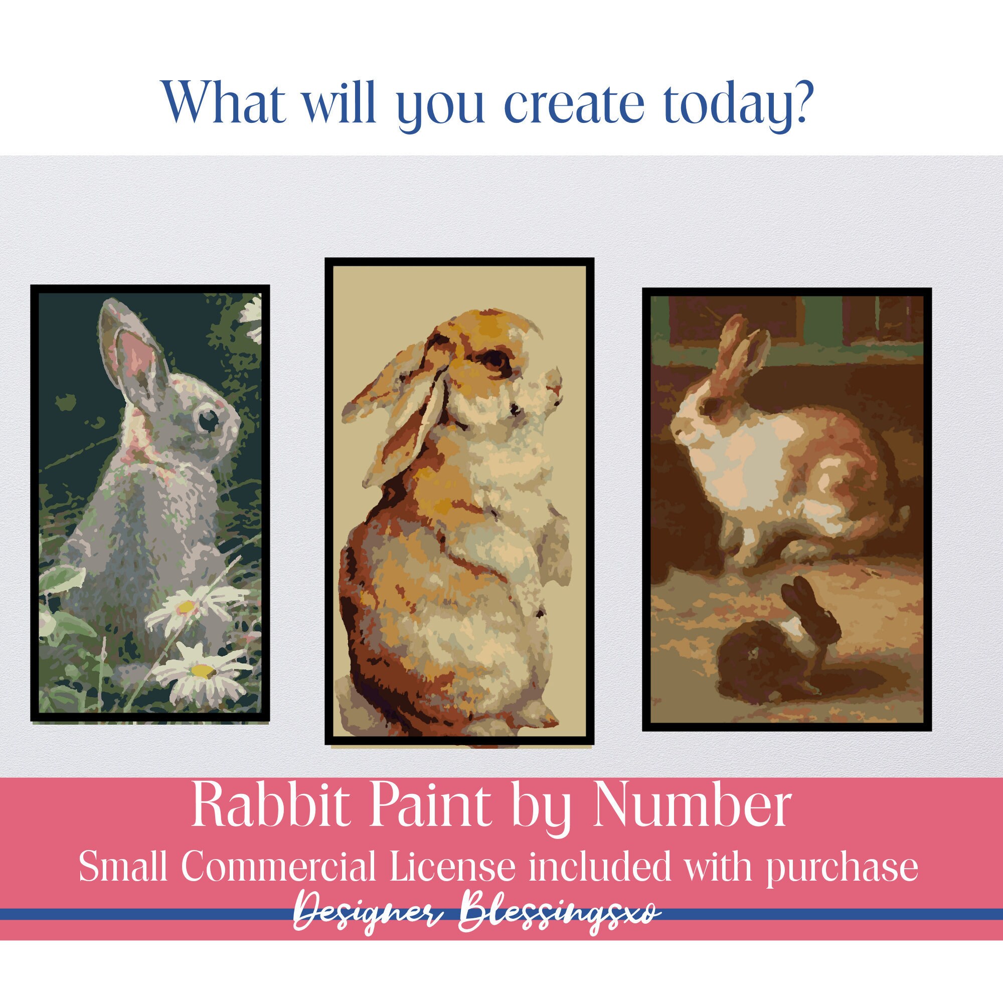 Bunny Rabbits Digital Paint by Number Coloring Pages Rabbit - Etsy New ...