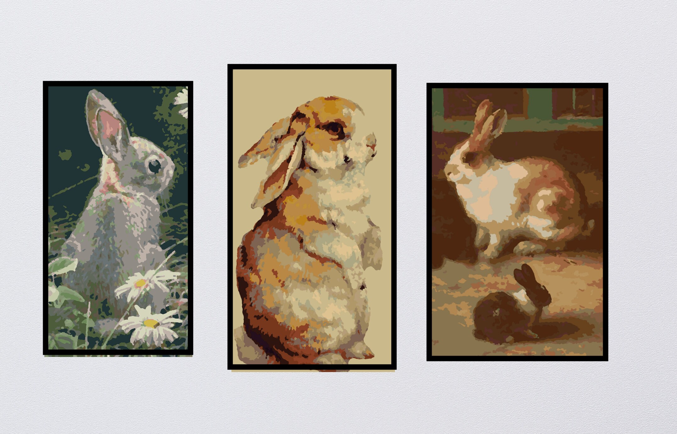 Bunny Rabbits Digital Paint by Number Coloring Pages Rabbit - Etsy New ...