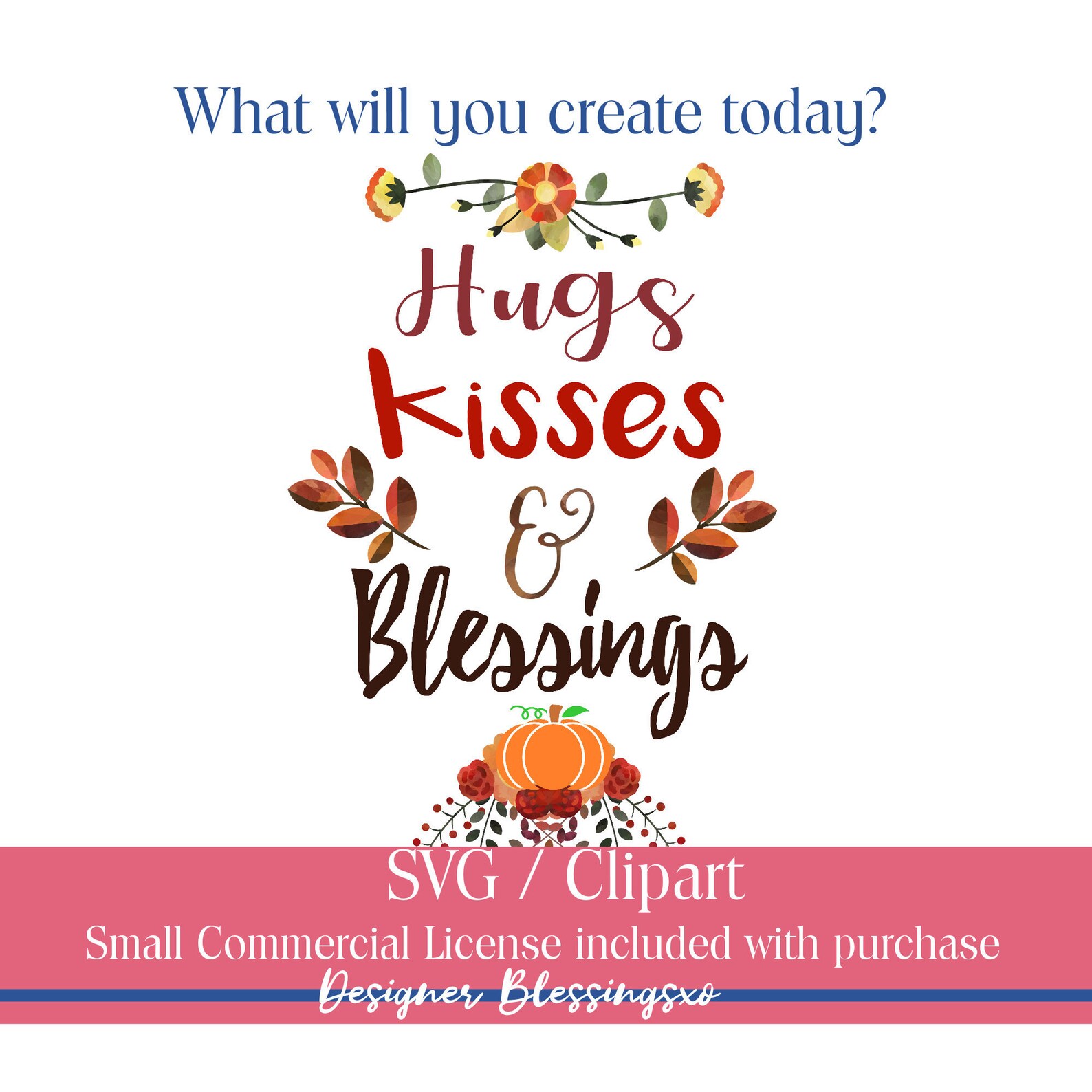 Hugs, Kisses, Blessings, Xo, PNG, JPG Downloadable Printable File, T ...
