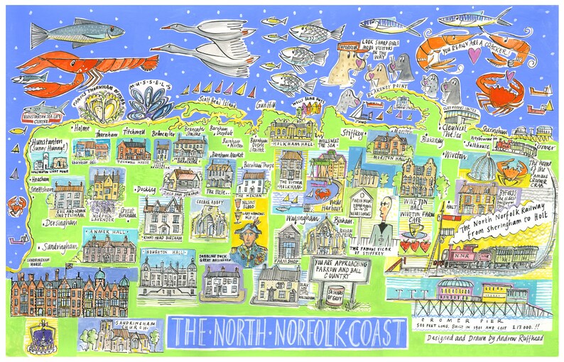 North Norfolk Coastal Map - Etsy