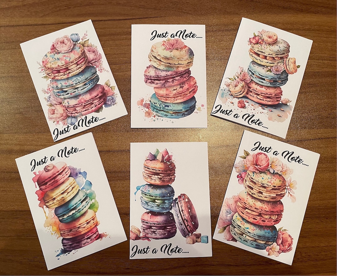 Pack of Notelet Cards With Stacks of Macarons. Blank or Optional Text ...
