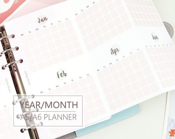 Yearly Monthly Planner Refill Papers Three Fold Refills for A5 /A6 /A7 ...