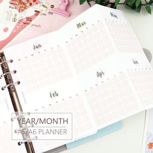 Yearly Monthly Planner Refill Papers Three Fold Refills for A5 /A6 /A7 ...