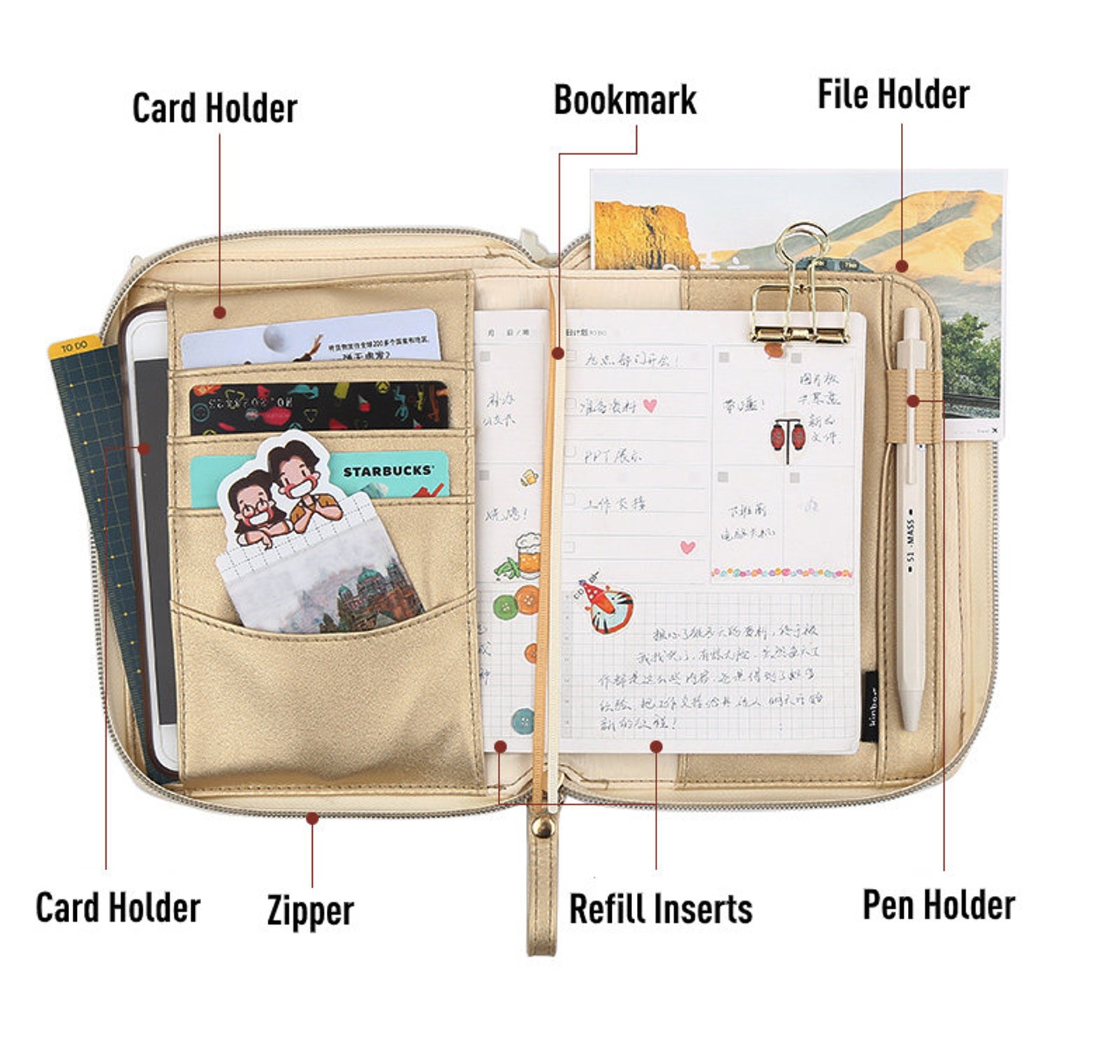 A6 Zippered Planner Case and Journal With Cotton PU Leather | Etsy