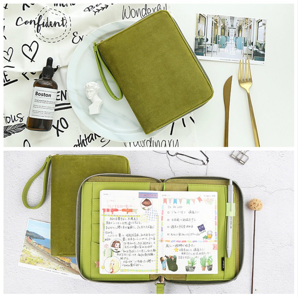 A6 Zippered Planner Case and Journal With Cotton PU Leather - Etsy