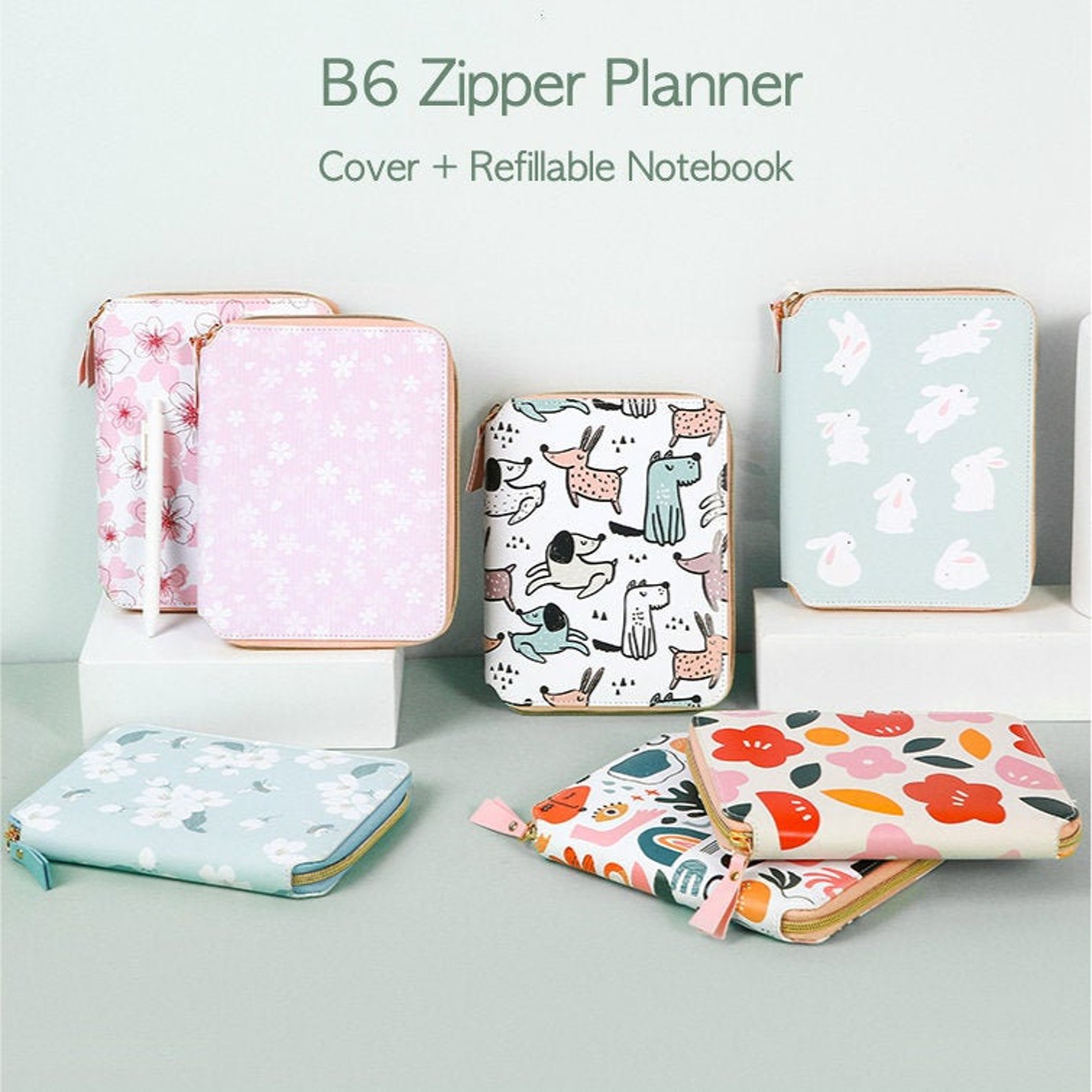 B6 Zippered Planner Case and Journal With Cute Pattern PU - Etsy