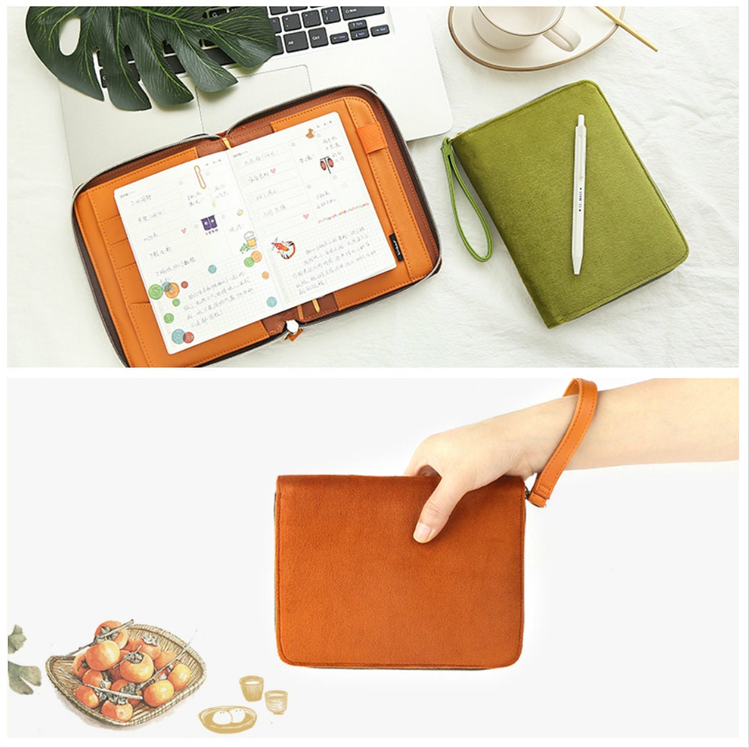 A6 Zippered Planner Case and Journal With Cotton PU Leather - Etsy