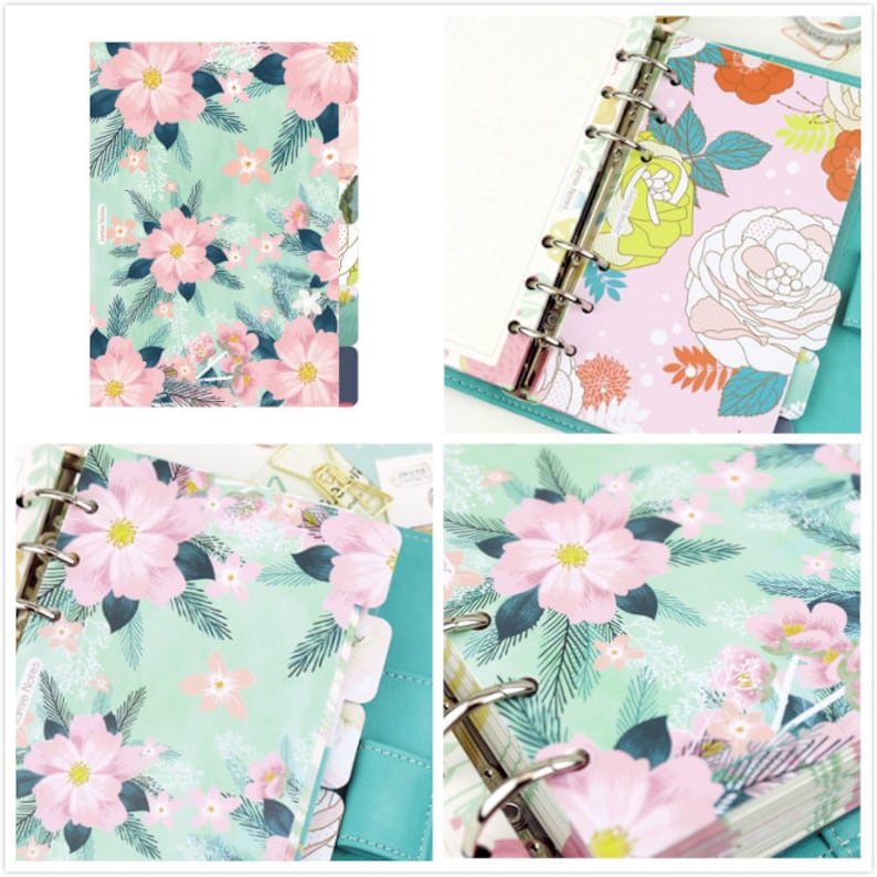 Flower Refills Index Dividers A5 A6 for Organizer Notebook Beautiful ...