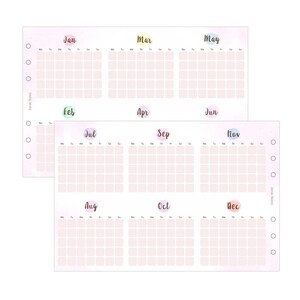 Yearly Monthly Planner Refill Papers Three Fold Refills for A5 /A6 /A7 ...