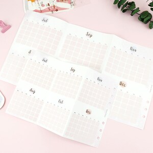 Yearly Monthly Planner Refill Papers Three Fold Refills for A5 /A6 /A7 ...