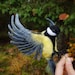 Flying Tit Figurine, Small Bird in Flight, OOAK Bird, Woodland Decor ...