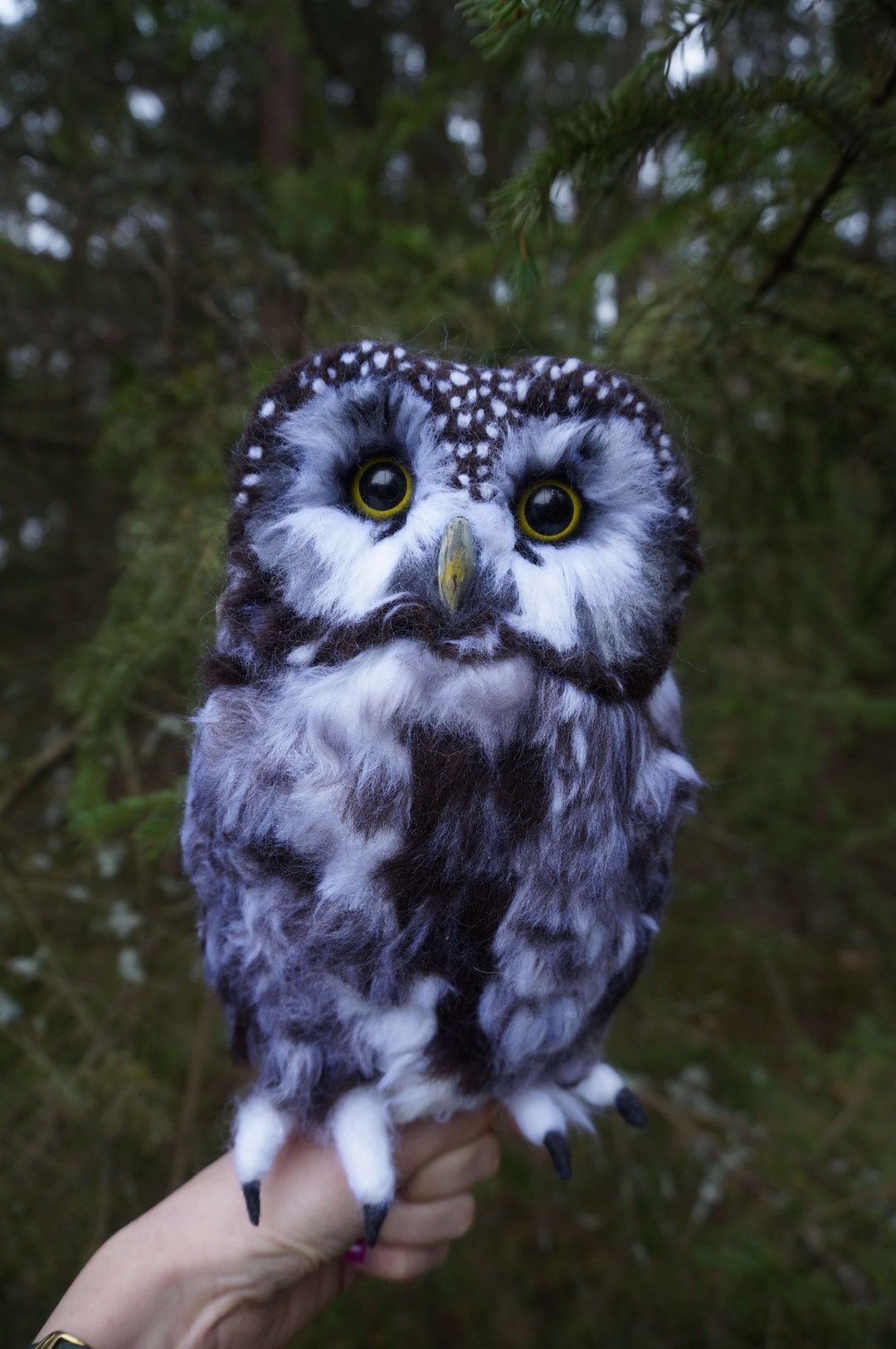 Tengmalm’s Owl Sculpture, Grey Owl, Realistic Bird Figurine, Owl Eco ...