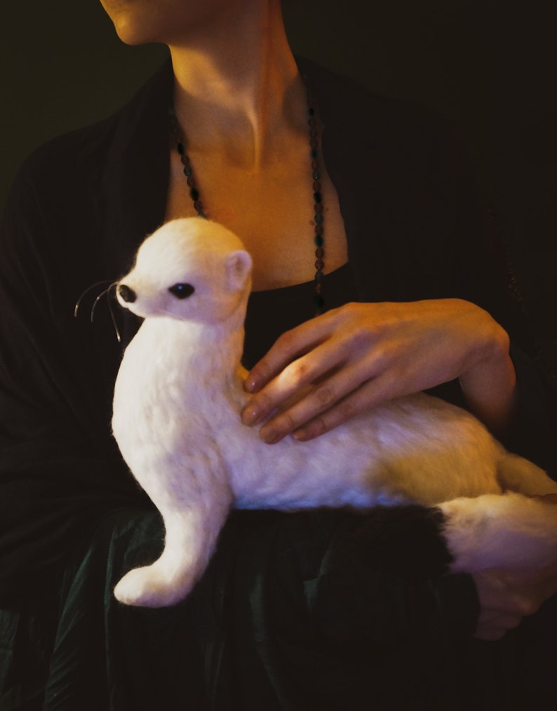 Needle Felted Ermine, Ermine OOAK, Minks Figurine, Needle Felted Pets ...