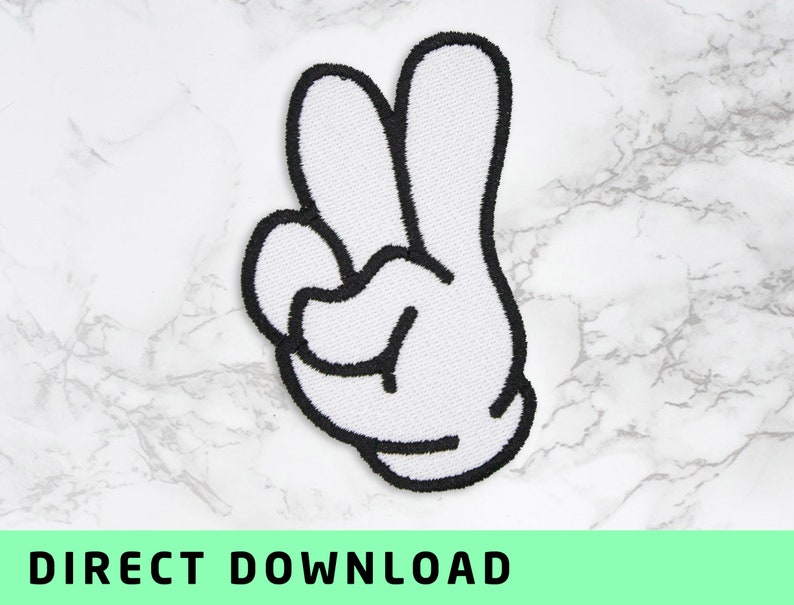 Mickey Hand Peace / Embroidery File/ Embroidery Template/ Digital ...
