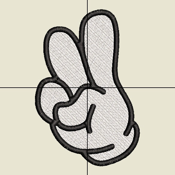 Mickey Hand Peace / Embroidery File/ Embroidery Template/ Digital ...
