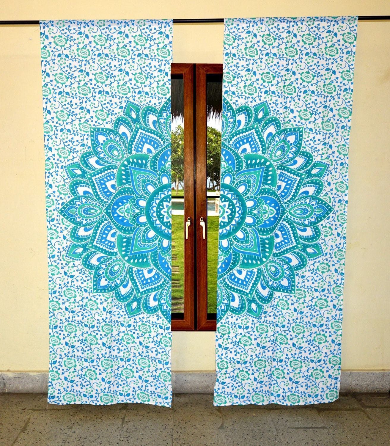 Indian Bohemian Window Curtain Mandala Tapestry Decor Throw | Etsy
