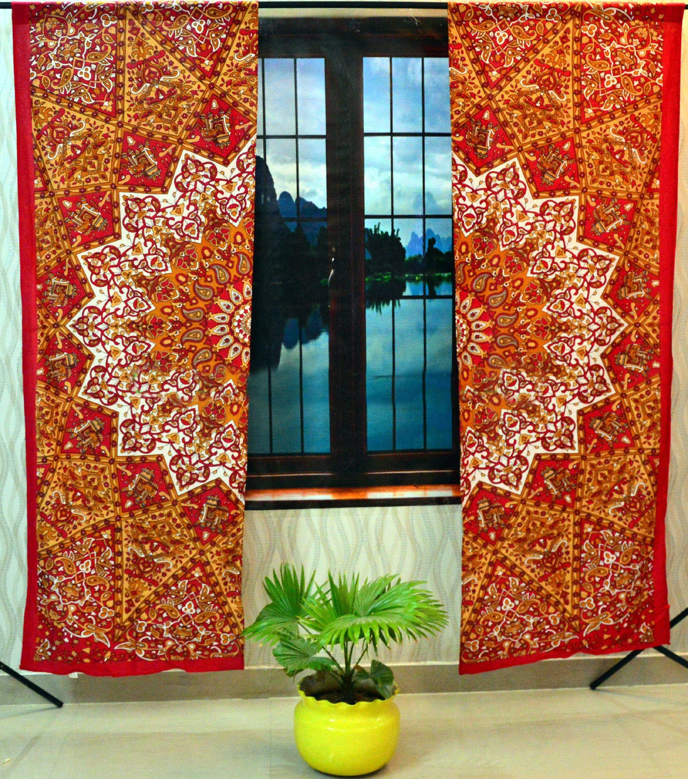 Indian Bohemian Window Curtain Mandala Tapestry Decor Throw | Etsy