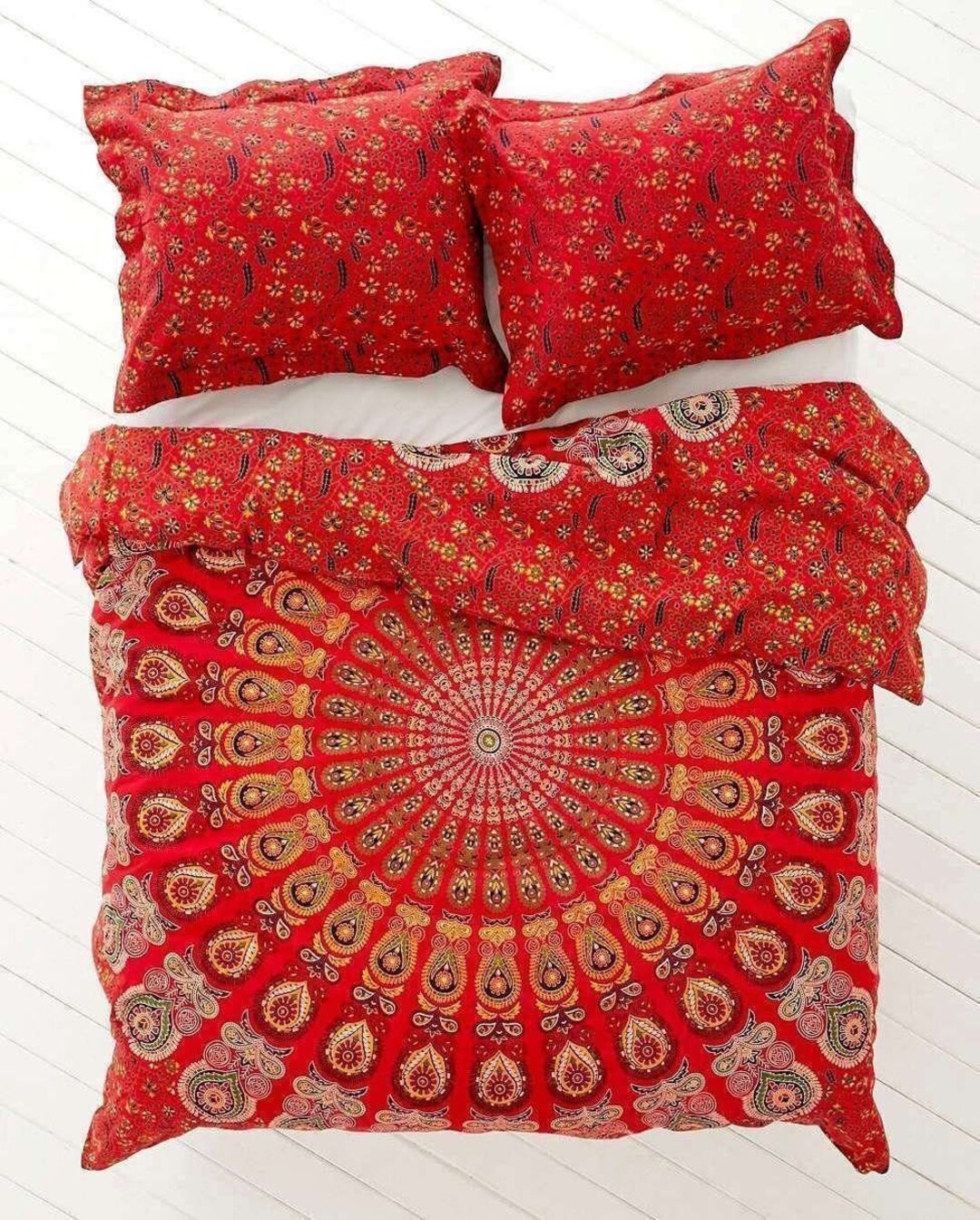 3 PC Set Doona Bedding Boho Indian Mandala Duvet Cover Reversible Doona ...