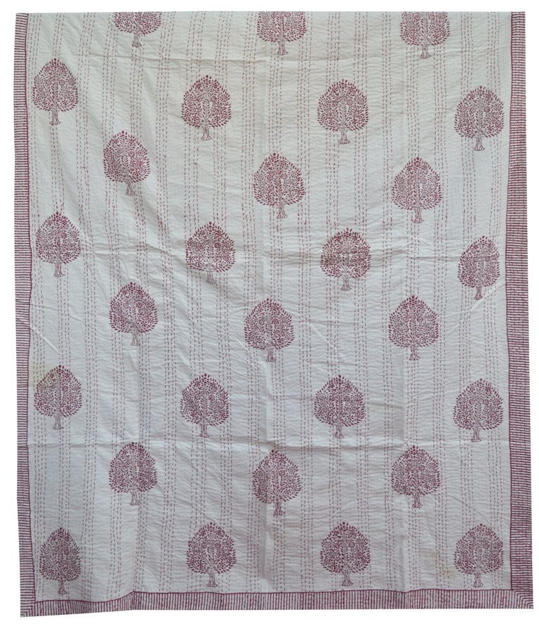Indian Hand Block Print Kantha Quilt Traditional Vintage - Etsy UK