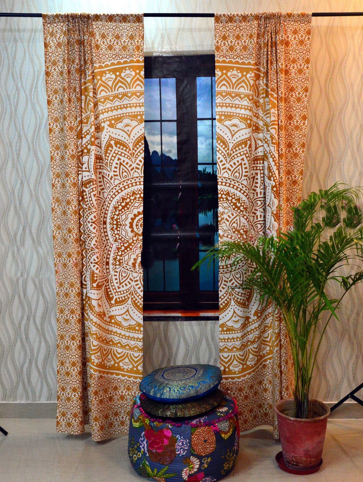 Indian Bohemian Window Curtain Mandala Tapestry Decor Throw | Etsy